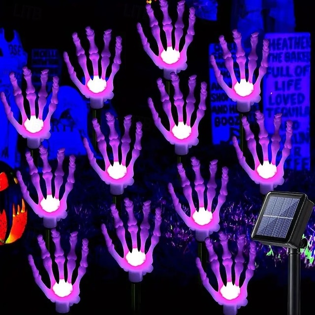 8/12PCS Solar Halloween Path Light LED Luminous Ghost Hand Solar ...