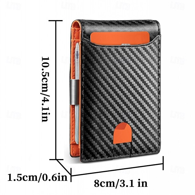 RFID Blocking Carbon Fiber Men's Wallet, Slim Wallet Christmas Gift for ...