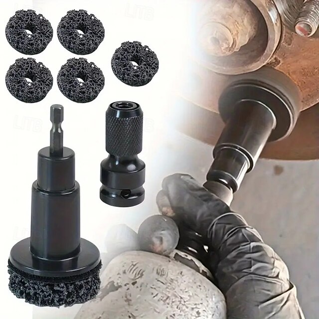 7pcs Car Wheel Hub Rust Removal Tool Set with Grinding Head & Brush Heavy-Duty Non-Powered Hub ...