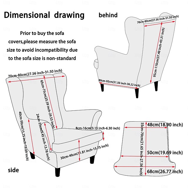 Wingback Chair Cover Floral Striped Geometric Printed Polyester ...