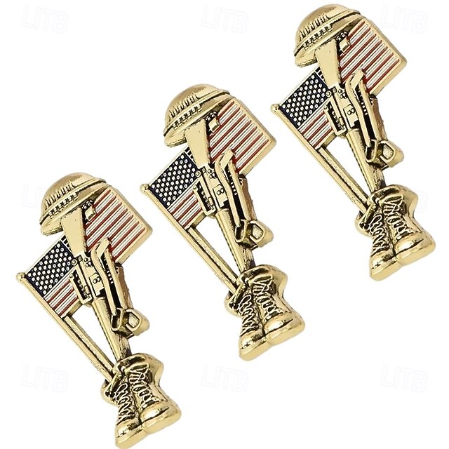 3 Pack Handmade Soldier Memorial Pin, American Poppy Flower Brooch ...