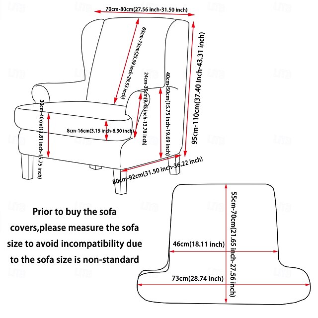 Wingback Chair Cover Floral Striped Geometric Printed Polyester ...