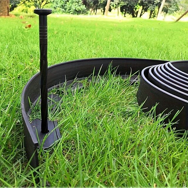 Easy Install Black PE Plastic Garden Edging Kit with Stakes - Durable ...