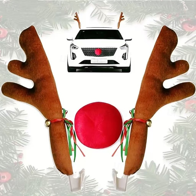 Christmas Car Reindeer Antlers and Nose, Rudolph Vehicle Decoration Kit ...