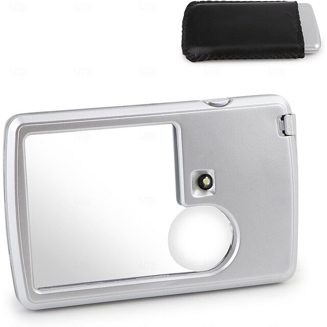 Pocket Magnifying Glass 3X & 6X LED Lighted Magnifier Slide Out ...