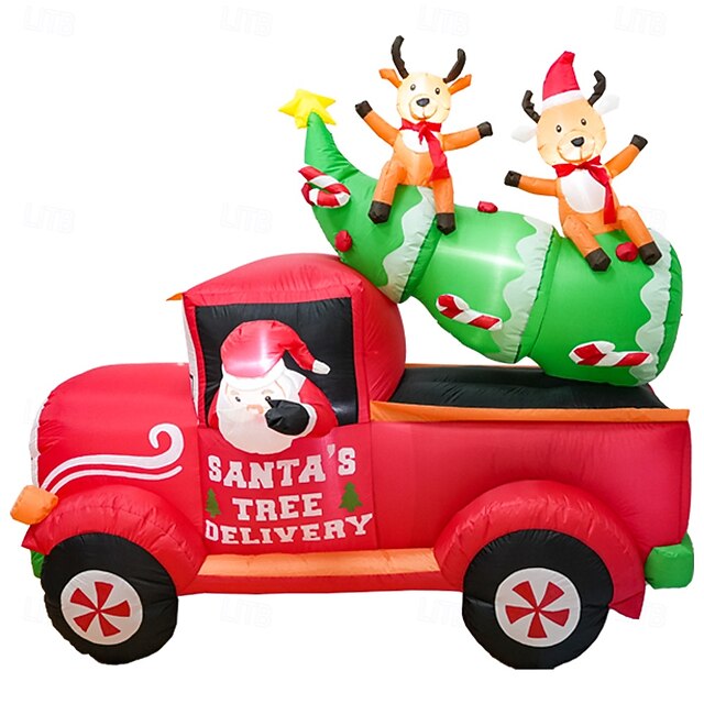Christmas Inflatables Red Truck Outdoor Decorations, Weatherproof Santa ...
