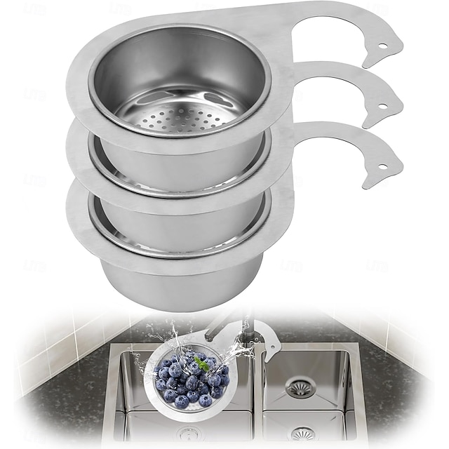 3 Pack Swan-Shaped Stainless Steel Drain Basket for Kitchen Sink, Quick ...