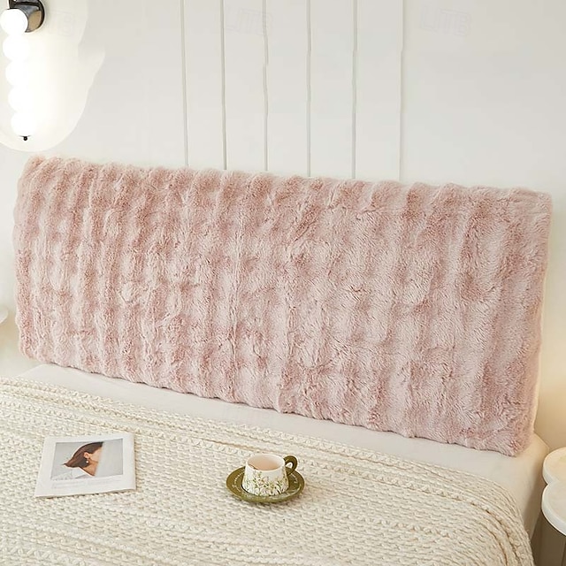Rabbit Velvet Headboard Cover, Thick Plush Bed Head Protector ...