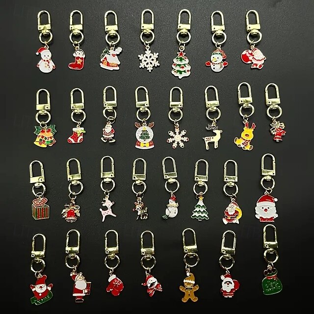 30pcs Christmas Keychains Random Type, Cute Alloy Key Rings for Bags ...
