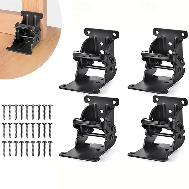 4 Pack Heavy-Duty Folding Table Leg Brackets with Self-Locking Hinges ...