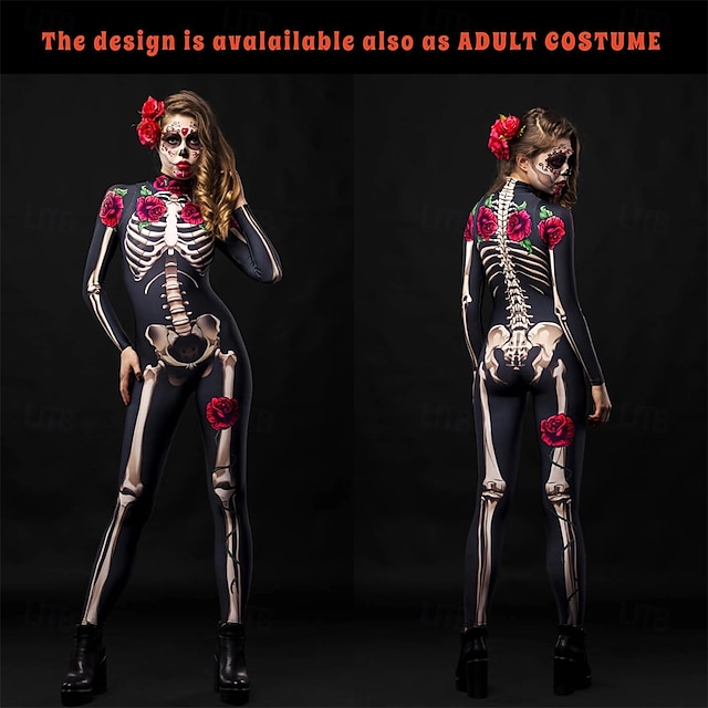 Skull Skeleton Sugar Skull Bodysuit Halloween Group Couples Costumes ...