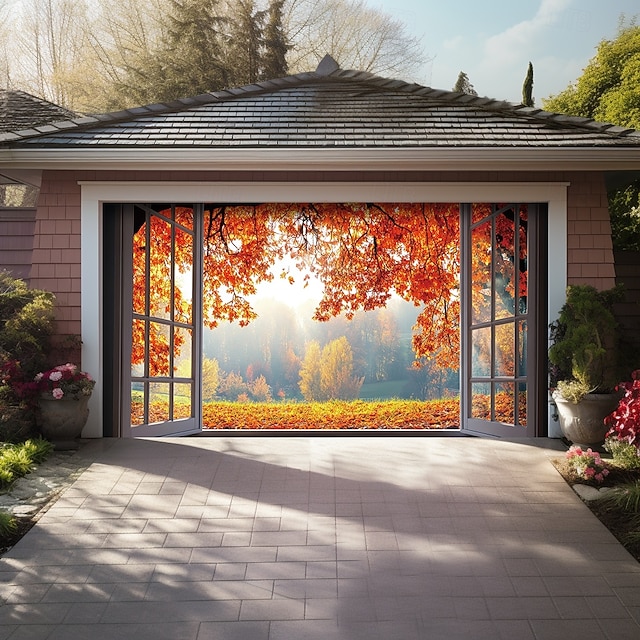 Garage Door Cover Large Hanging Backdrop Forest Rustic Cottagecore 3D ...