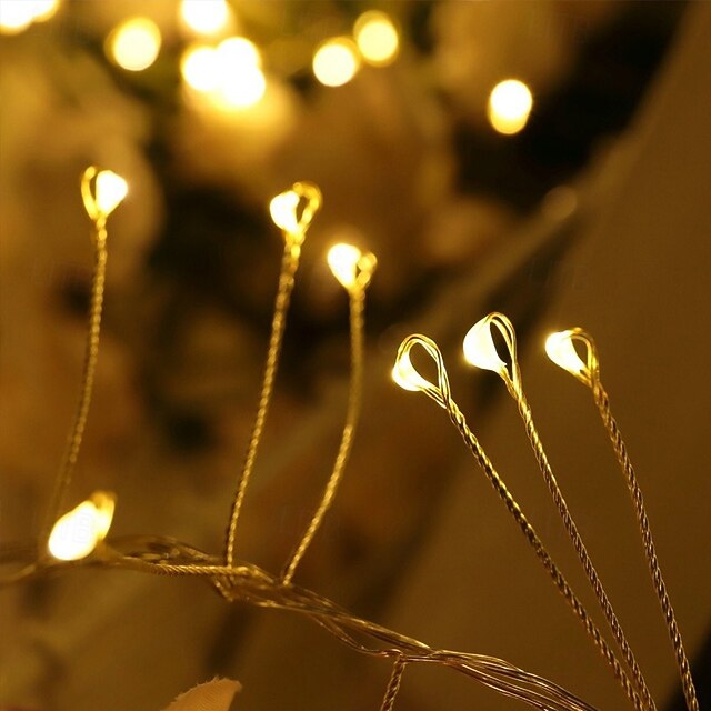 Cluster Twinkle Lights for Tree, Copper Wire Firecracker String ...