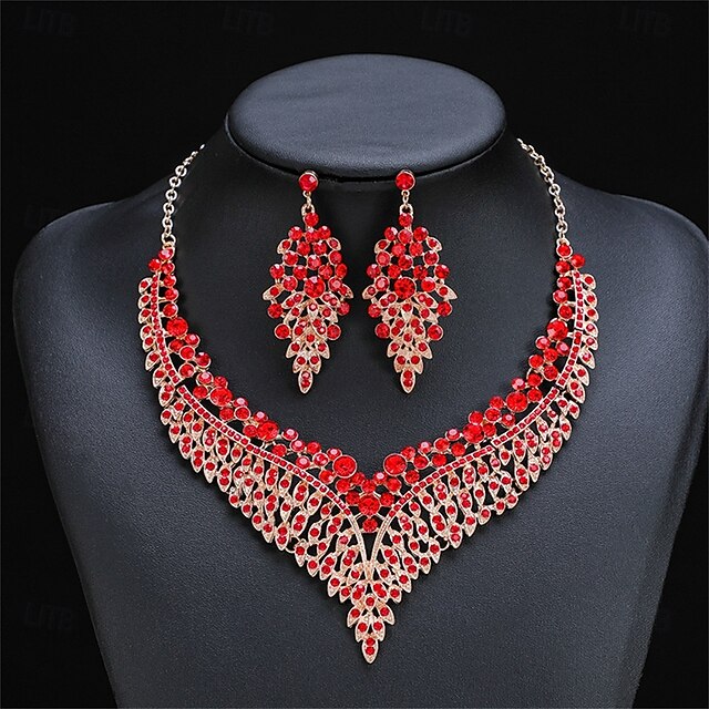 Jewelry Set Two-piece Suit Chrome 1 Necklace Earrings Women's Elegant ...