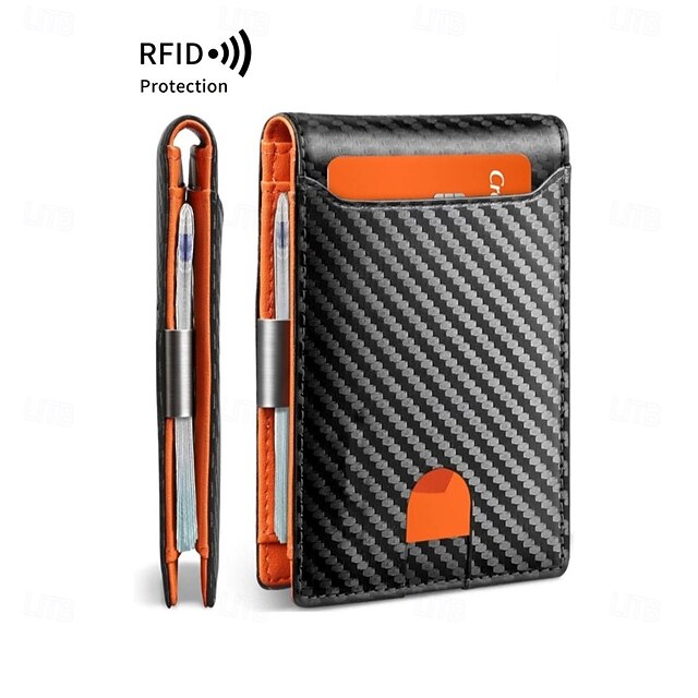 RFID Blocking Carbon Fiber Men's Wallet, Slim Wallet Christmas Gift for ...