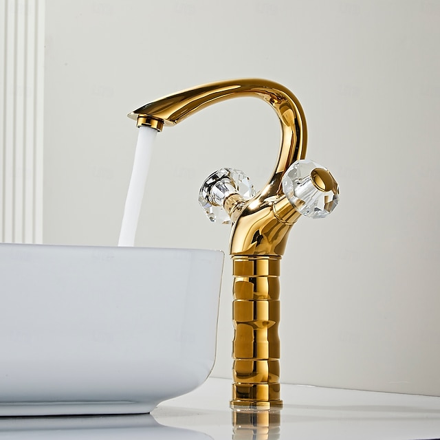 Bathroom Sink Faucet - Classic Electroplated Centerset Two Handles One ...