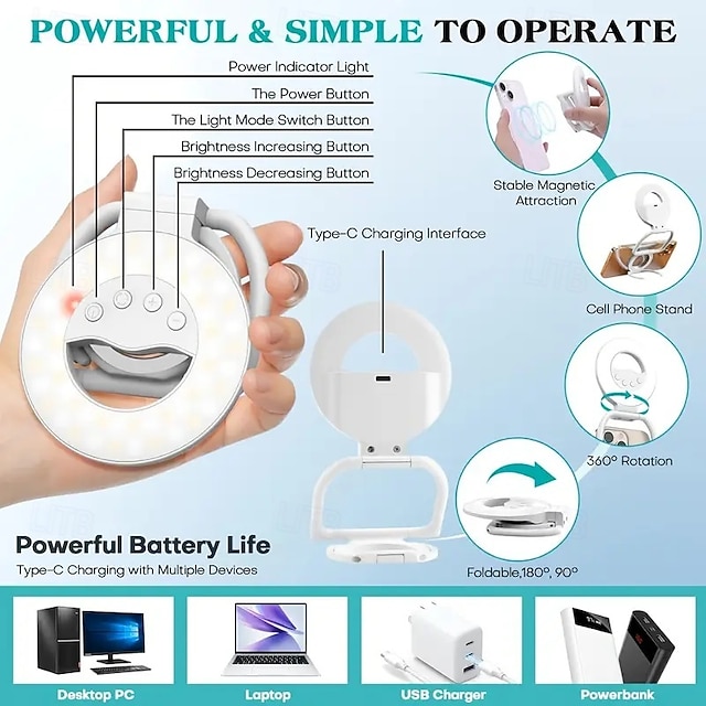 Portable Magnetic Multi-Function Handheld Fill Light Beauty Face ...