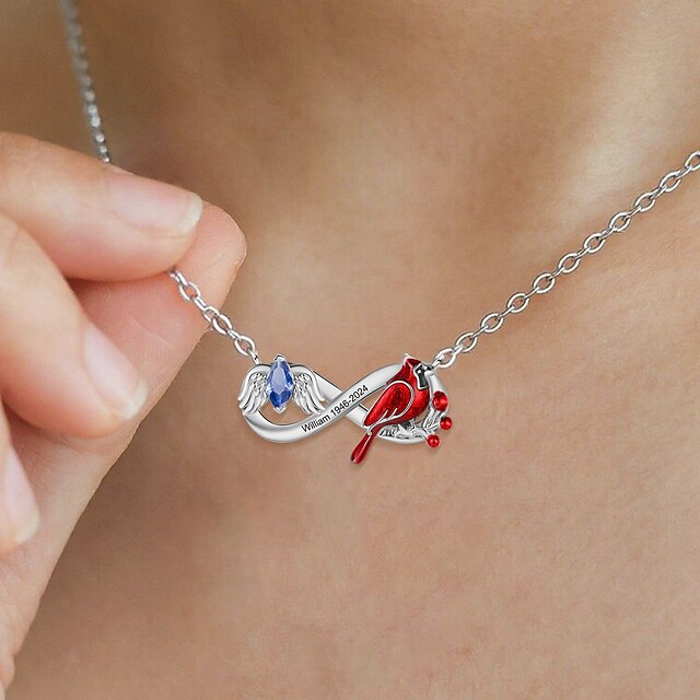 Personalized Angel Wing Cardinal Memorial Necklace, Custom Text and ...