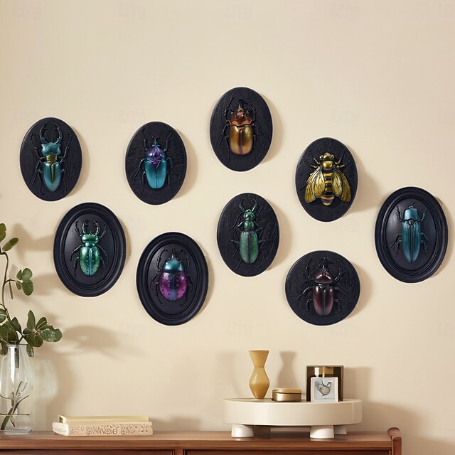 Colorful Beetle Wall Decor, Hand-Painted Resin Insect Ornament ...