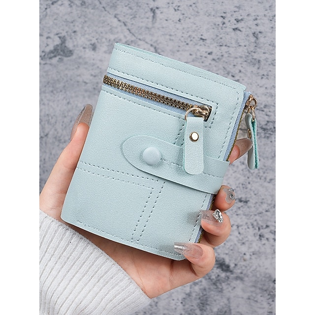 Women's Small Bifold Wallet with Zipper Coin Pocket – Faux Leather Card ...