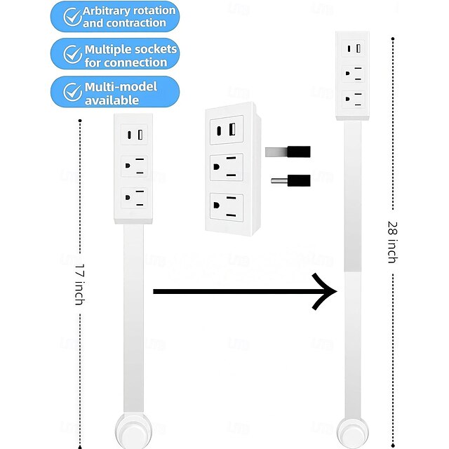 Electrical Outlet Extender Stick with USB-A/USB-C & 2 AC Outlets | 180 ...