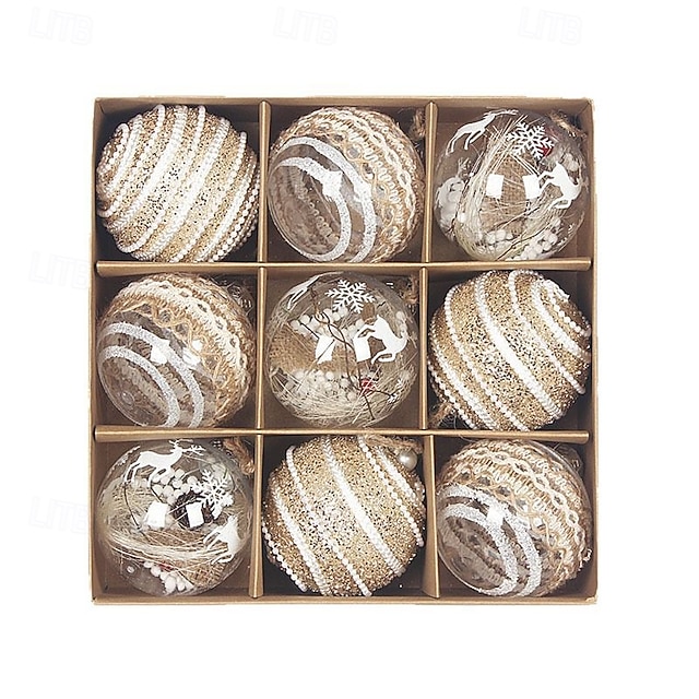 9 Pcs Christmas Tree Balls Baubles Ornaments 8cm Xmas Decorations ...