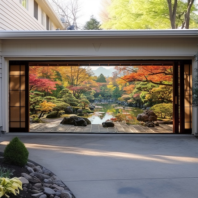 Garage Door Cover Large Hanging Backdrop Forest Rustic Cottagecore 3D ...