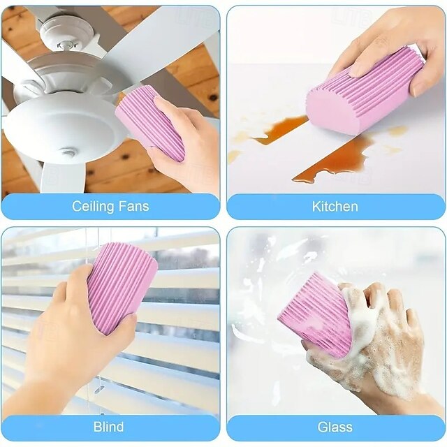 6PCS Magic Dust Cleaning Sponges, PVA Sponges for Wet Wiping Blinds, Glass, Baseboards, Vents ...