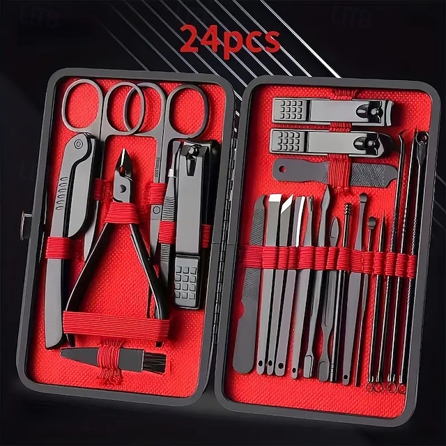24-in-1 Stainless Steel Manicure Pedicure Tool Kit, Splash-Proof, Ultra ...