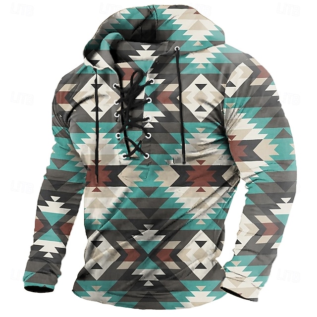 Men's Aztec Hoodie Sweatshirt Ethnic Vintage Retro Hooded Outdoor ...