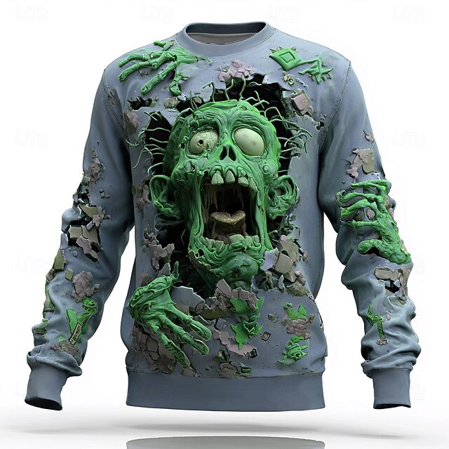 Men's Zombies Sweatshirt Punk Party Gothic Long Sleeve Crew Neck ...