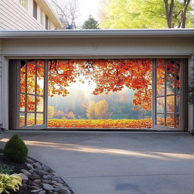 Garage Door Cover Large Hanging Backdrop Forest Rustic Cottagecore 3D ...