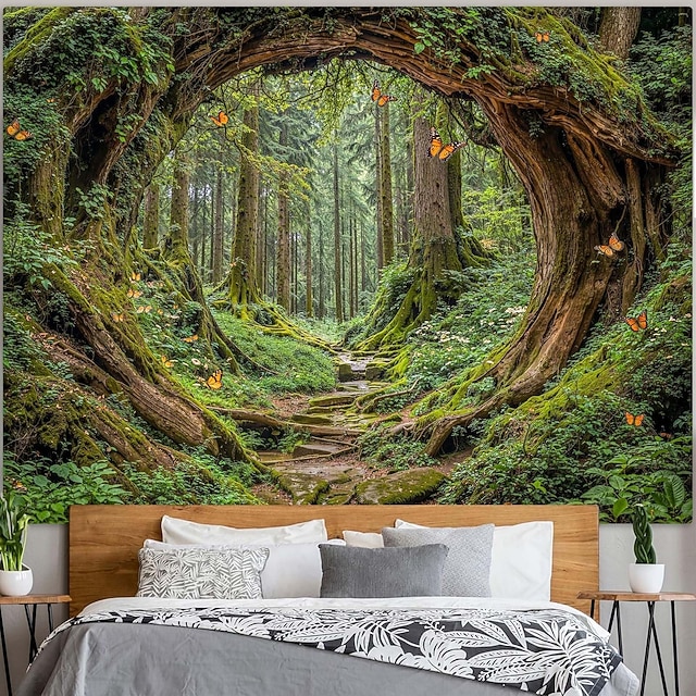 Beautiful Green Forest Tree Branch Circle Hole Landscape Hanging ...