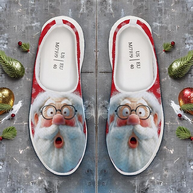 Men's Christmas Santa Claus Print Slip-On Sneakers, Lightweight ...