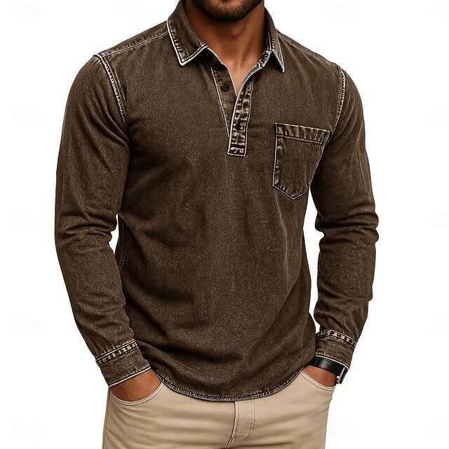 Men's Polo Shirts Golf Polos Shirts Casual Business Classic Long Sleeve ...