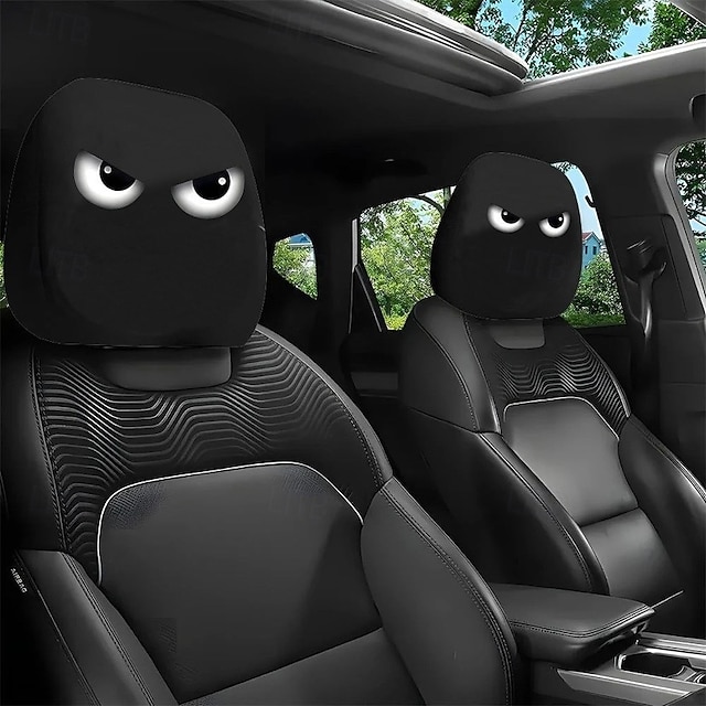 2pcs Funny Cartoon Car Headrest Covers Universal Fit of Funny Big-Eyed ...
