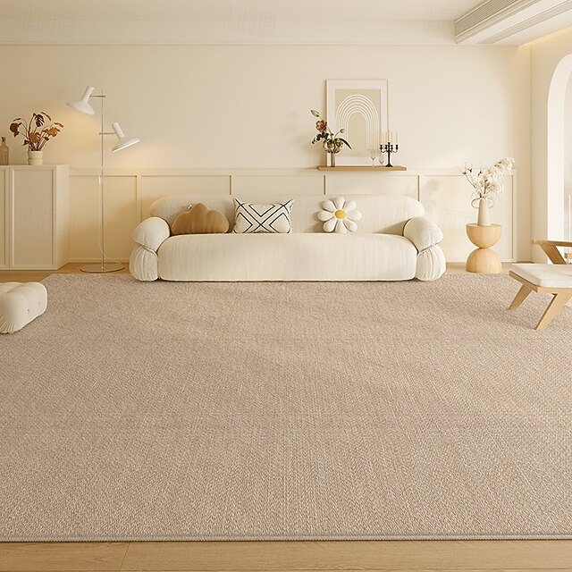 Cream Boho Style Area Rug, Solid Color Waterproof Stain Resistant ...