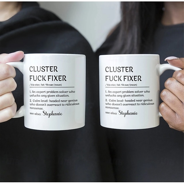 Personalized Funny Mug Custom Name Gift Mug Cluster F*Ck Fixer Problem ...