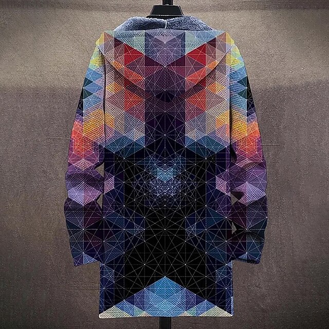 Men's Color Block Winter Coat Fleece Jacket Coat Thermal Warm ...