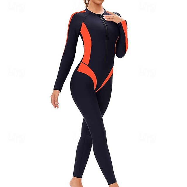Women's Rash Guard Full Body Swimwear Dive Skin Suit Patchwork UPF50 ...