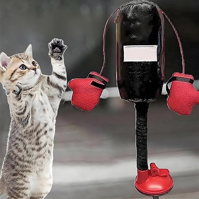 Cat Boxing Toy Punching Bag Play Gym with Spring-Loaded Bobbing Action ...