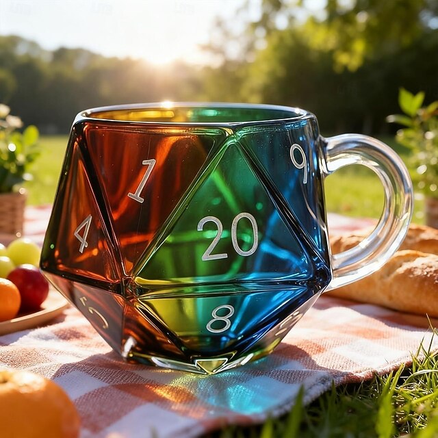 Rainbow D20 Dice Mug, Polyhedral Dice Coffee Cup with Handle ...
