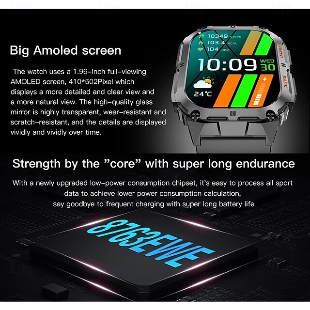 K61 Pro Smart Watch Men Bluetooth Call 1.96inch AMOLED Screen Compass ...