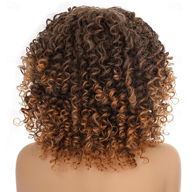 Pelucas rizadas negras/marrones de 14 pulgadas para mujer, pelucas afro ...