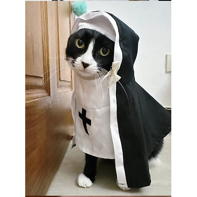 1pc Funny Pet Nun Costume for Cats & Small Dogs | Black Habit with ...