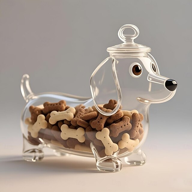 French Bulldog Treat Jar Airtight Glass Snack Container with Lid Cute ...