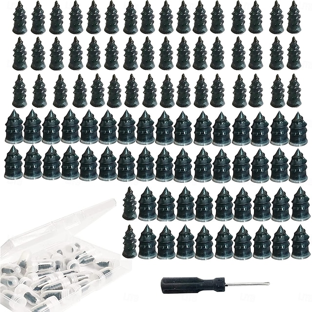 100 Pcs Tire Repair Rubber Nail, Tire Repair Rubber Screws Black, Tire ...