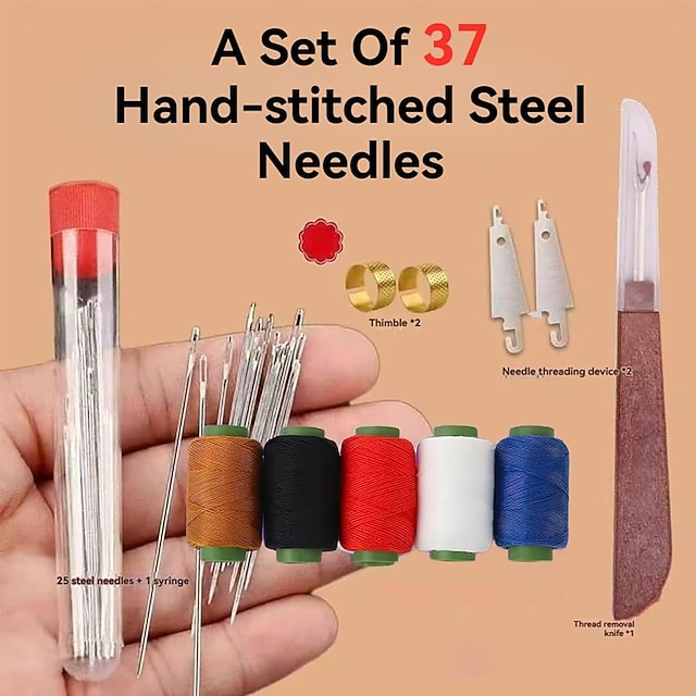 74 Pcs (2*37-in-1) Big Eye Steel Needles Set - Long & Thin Handmade ...