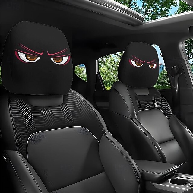 2pcs Funny Cartoon Car Headrest Covers Universal Fit of Funny Big-Eyed ...
