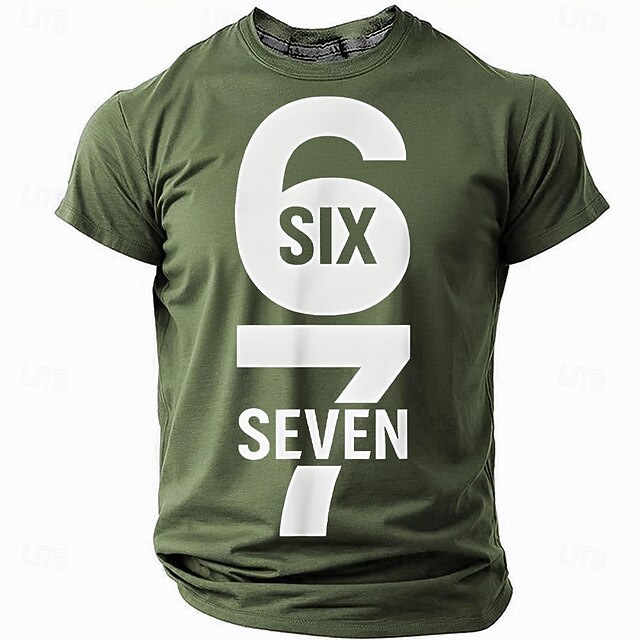 Men's Funny Slang 67 T Shirt Short Sleeve T shirt 3D Print Crew Neck ...